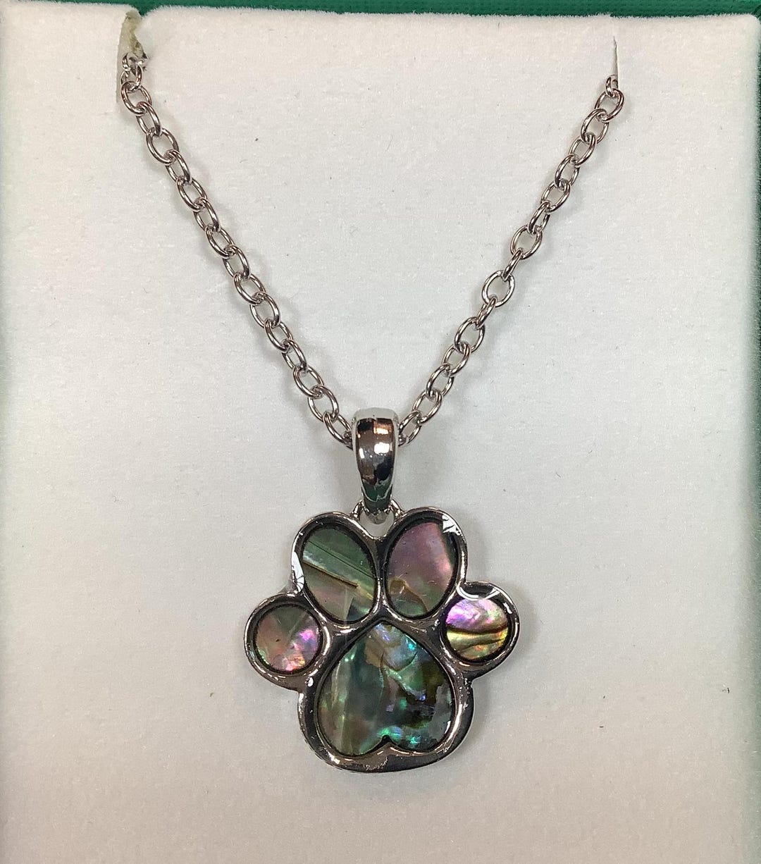 Cute Dog Paw Print Inlaid Paua Shell Pendant on A Chain - Etsy