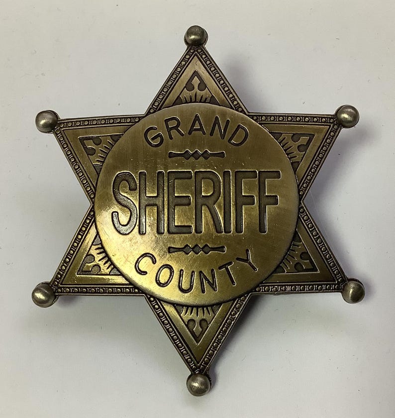Grand County Reproduction Gold Sheriff Badge / Shield - Etsy