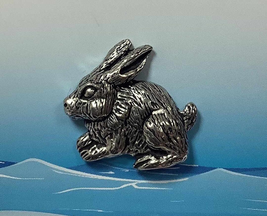 Rabbit Silver Pewter Pin Badge (B) - Reduced - Etsy