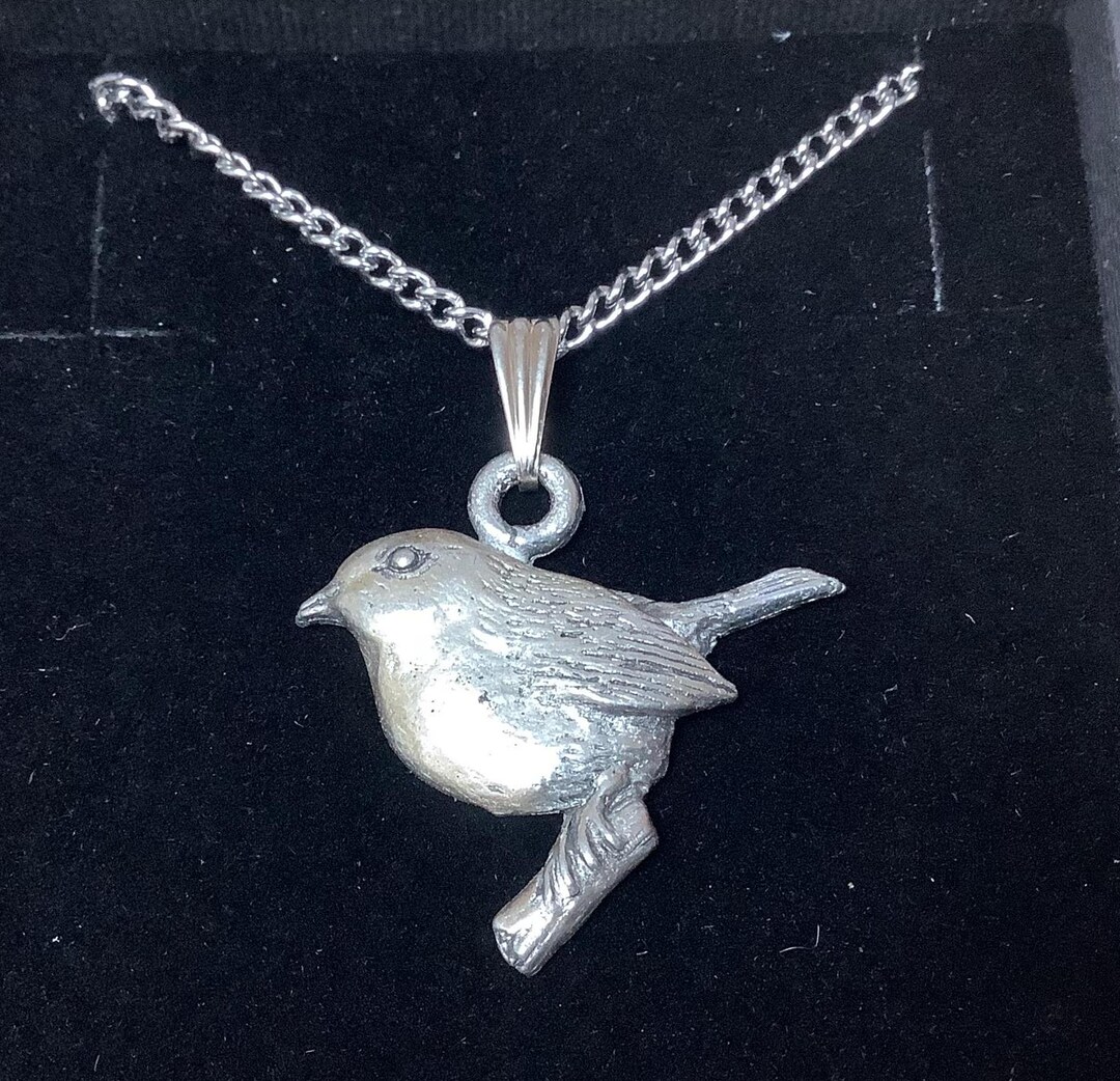 Robin Silver Pewter Pendant on A Chain (P) - Etsy
