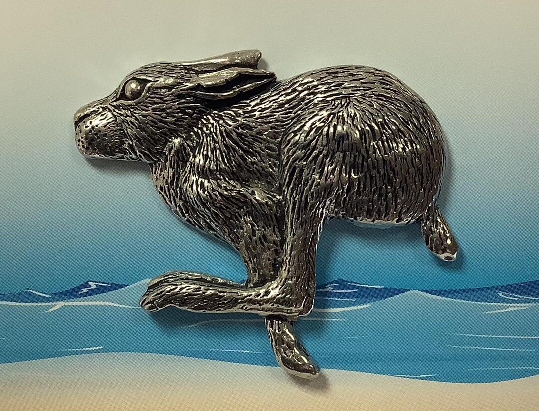 Large Running Hare Silver Pewter Pin Badge (B) - Etsy