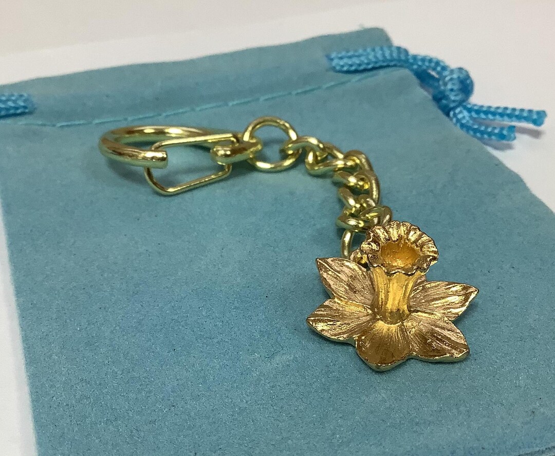 Gold Plated Welsh Daffodil Pewter Keyring (W) - Etsy UK