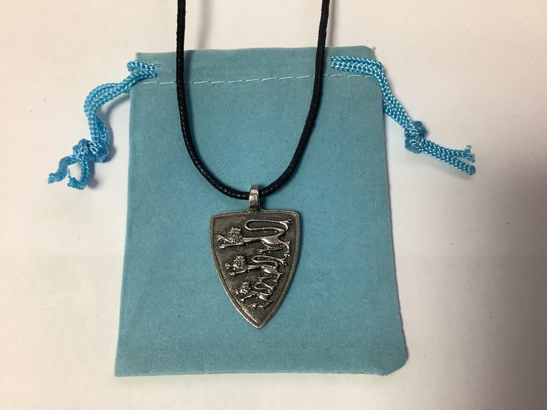 Heraldic Three Lions Silver Pewter Pendant on A Waxed Cord (W) - Etsy