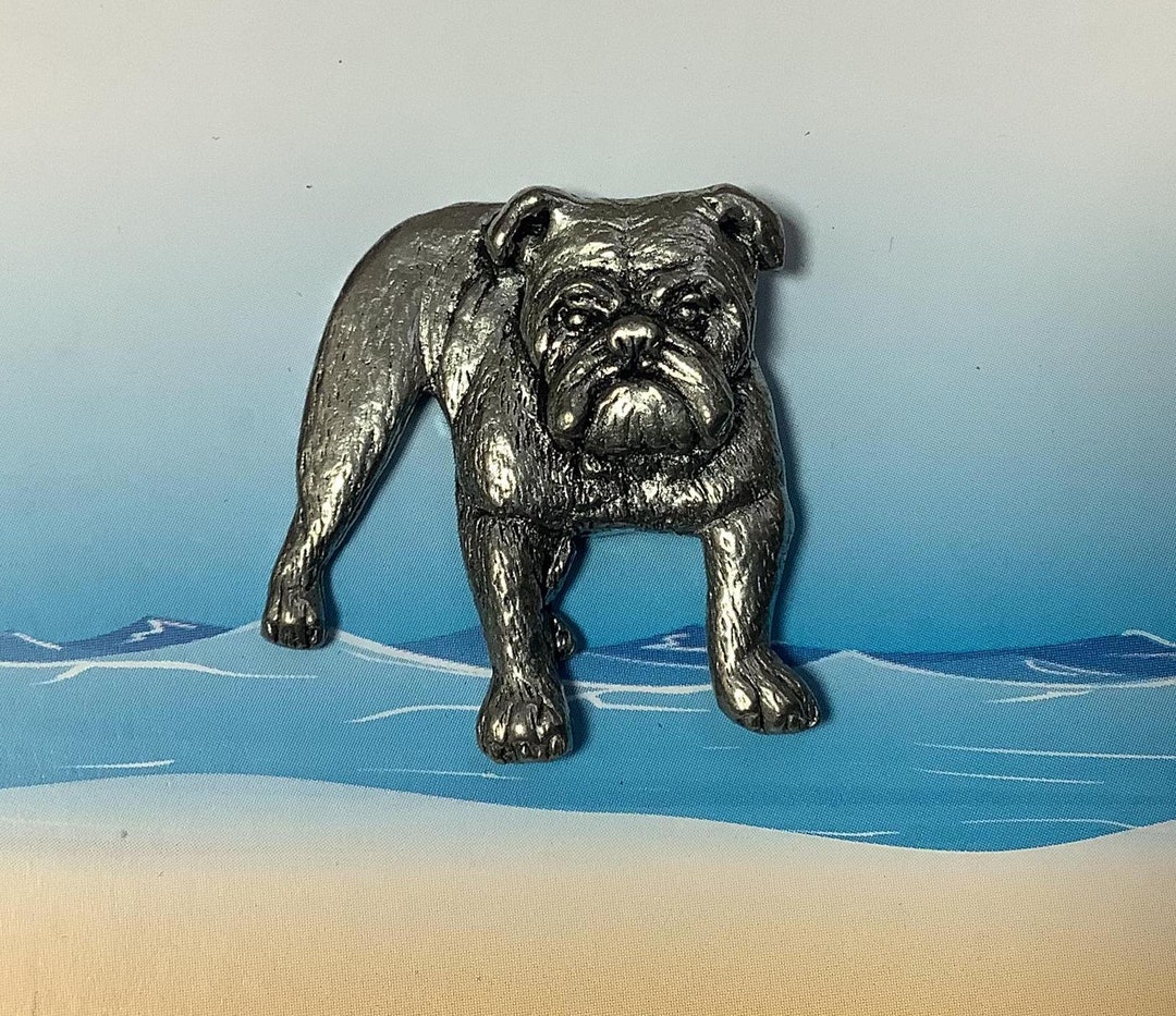 Bulldog Silver Pewter Pin Badge (P) - Etsy