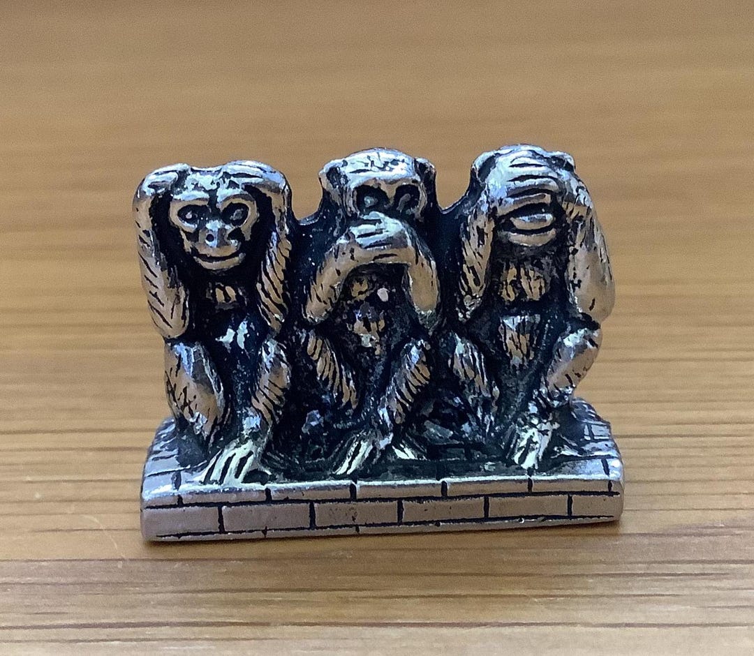 Three Monkeys Quality Silver Pewter Small Statue (TS16) - Etsy
