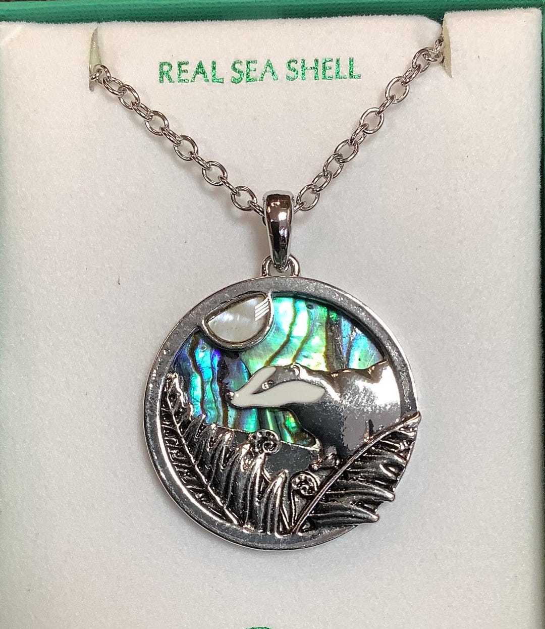 Moon Gazing Badger Inlaid Paua Shell Pendant on A Chain. - Etsy