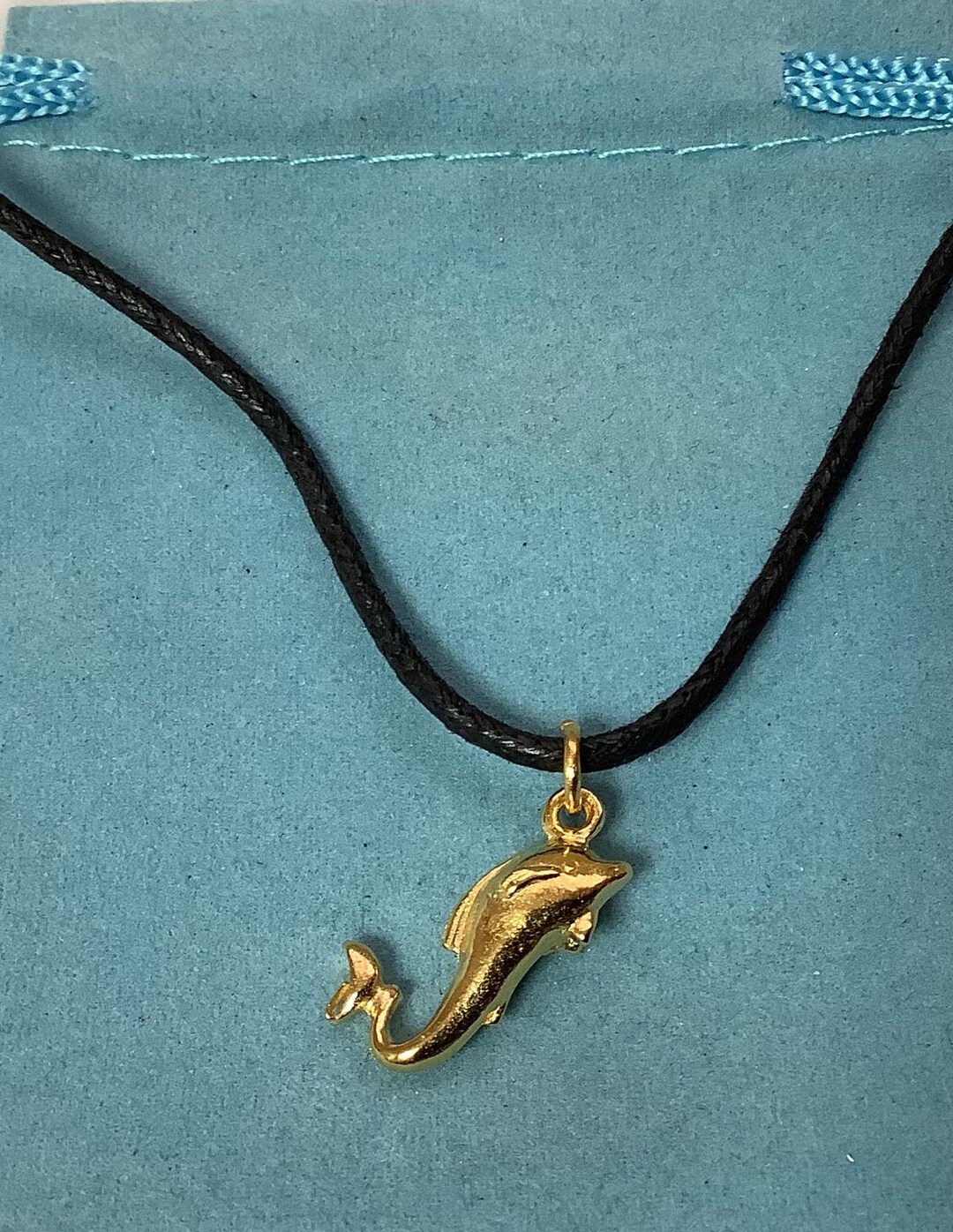 Roman Dolphin Gold Plated Pendant on A Waxed Cord (W) - Etsy