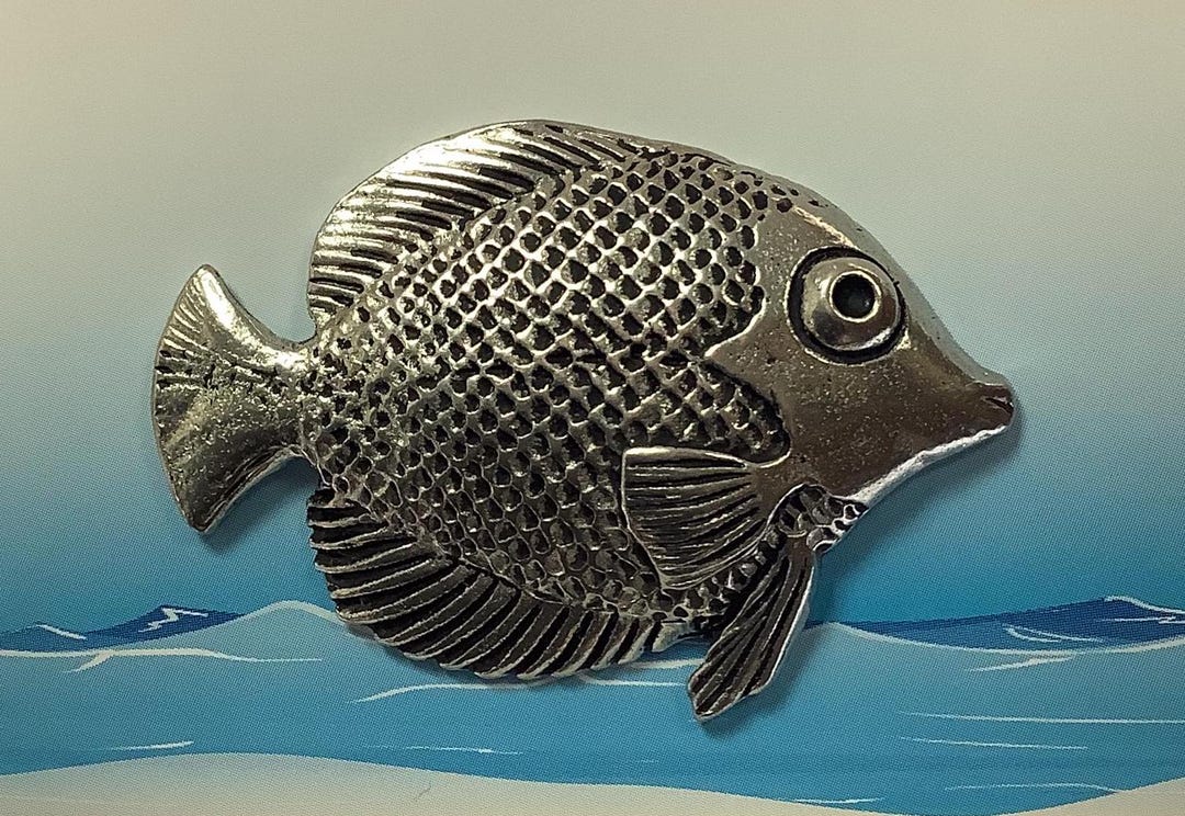 Large Marine Angelfish Silver Pewter Pin Badge (B) - Etsy