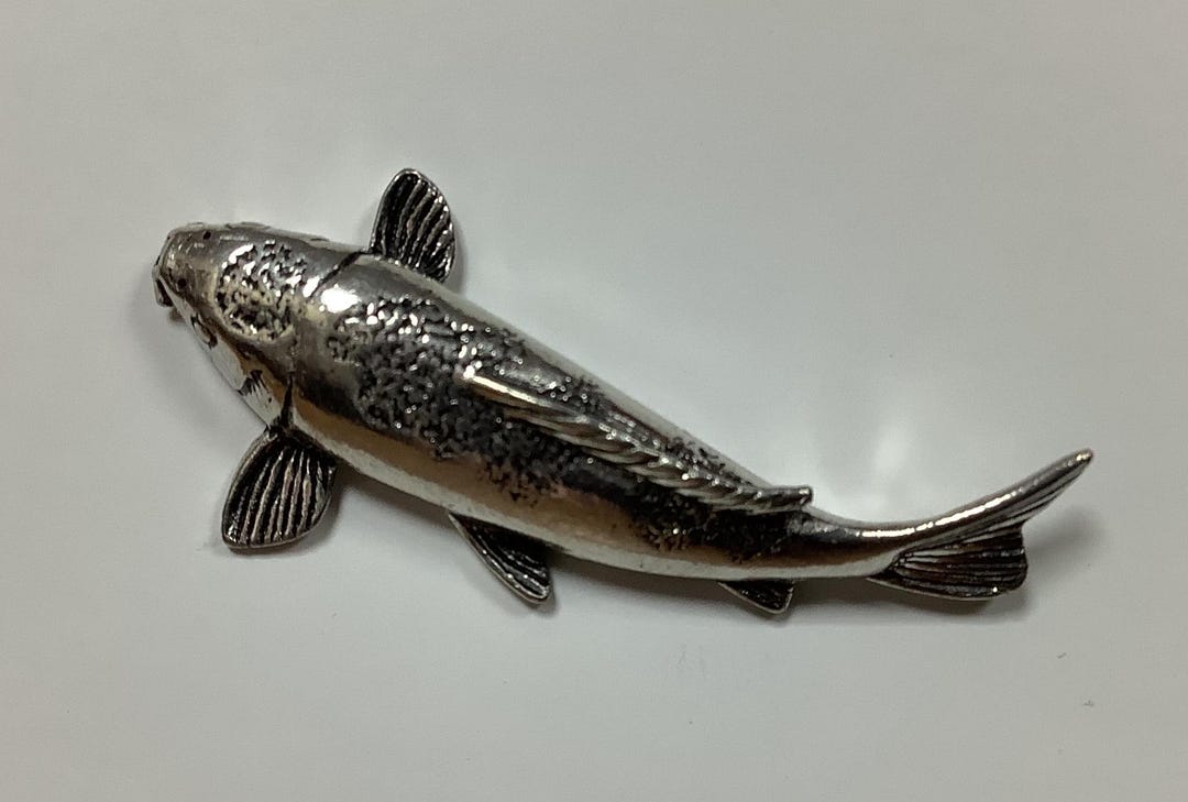 Koi Carp Silver Pewter Pin Badge (T) - Etsy