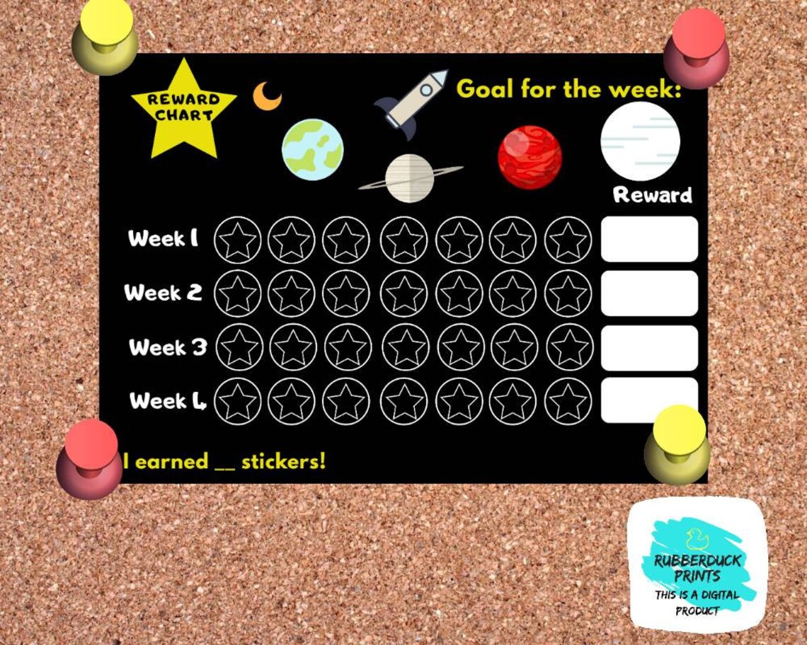 Printable Space Themed Reward Chart - Etsy