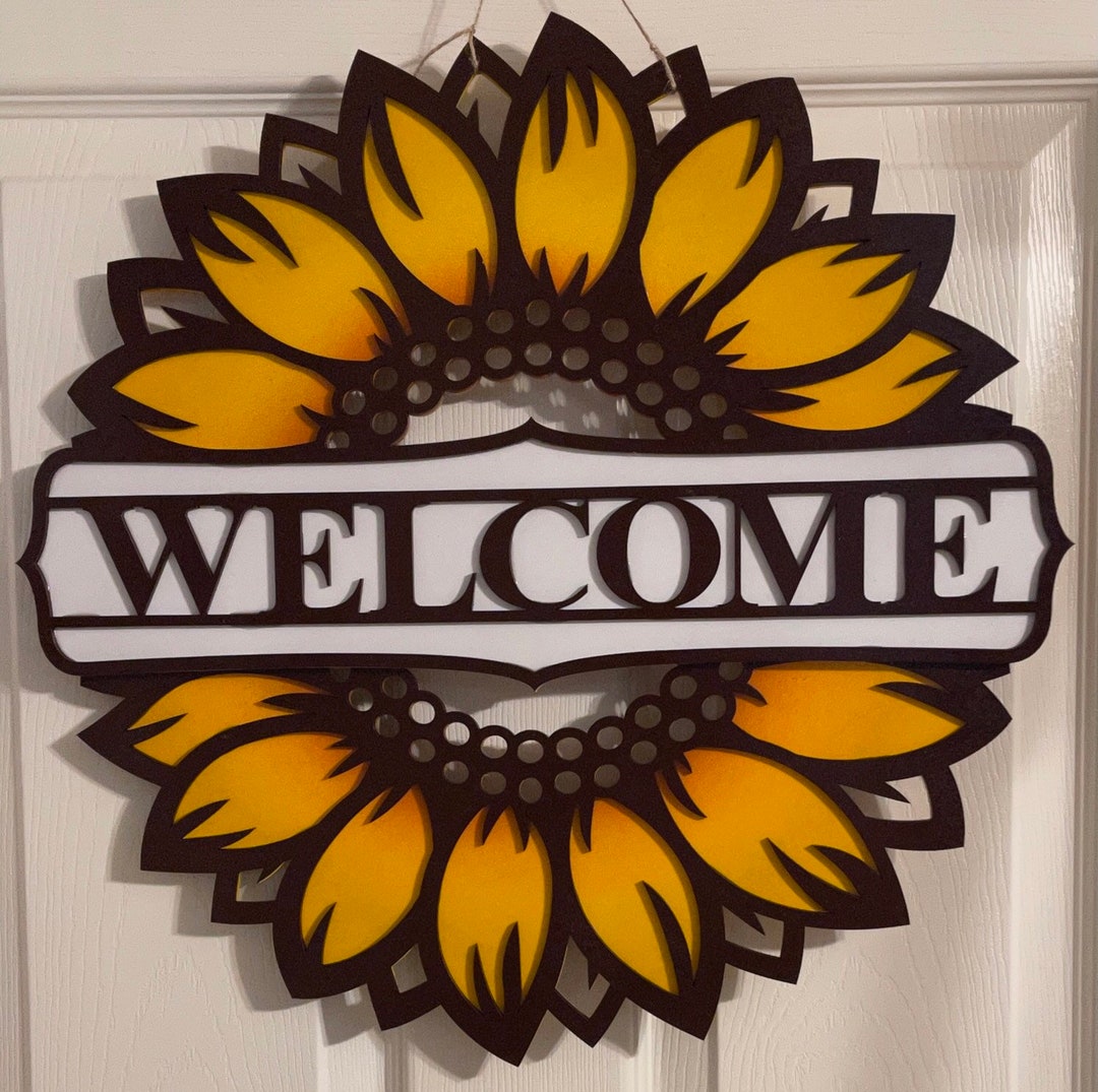 Sunflower Welcome Door Hanger/sign - Etsy
