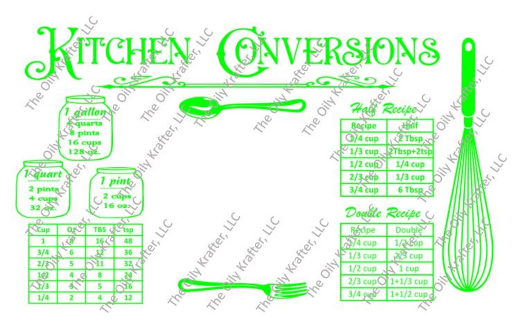 Kitchen Conversions SVG File | Cooking Measurement Chart | Kitchen ...