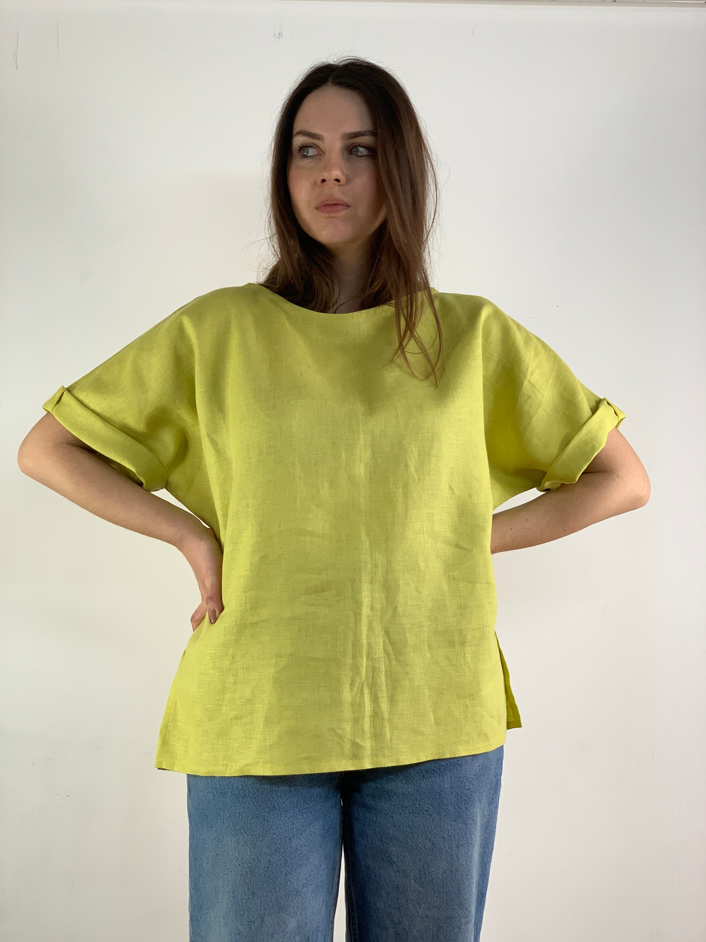 Leinen Top Größe M-L/ versandfertig/ LeinenBluse/ Sommer Leinen Top ...