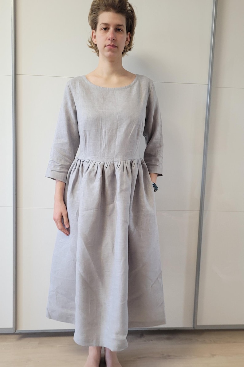 Linen Light Drey Dress/ Ready to Ship/ L-XL Size/ Linen Women Dress ...