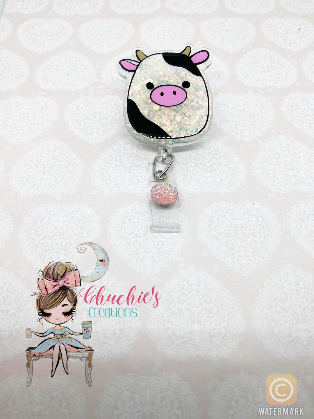 Squishmallow Cow Reel Retractable Badge Reel--badge Clip--squish Badge ...