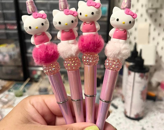 Kawaii Cat Beaded Pen Cute Beaded Pens Beaded Pens Kawaii Cat Pink Cat Beaded Pen Teacher Pens ...