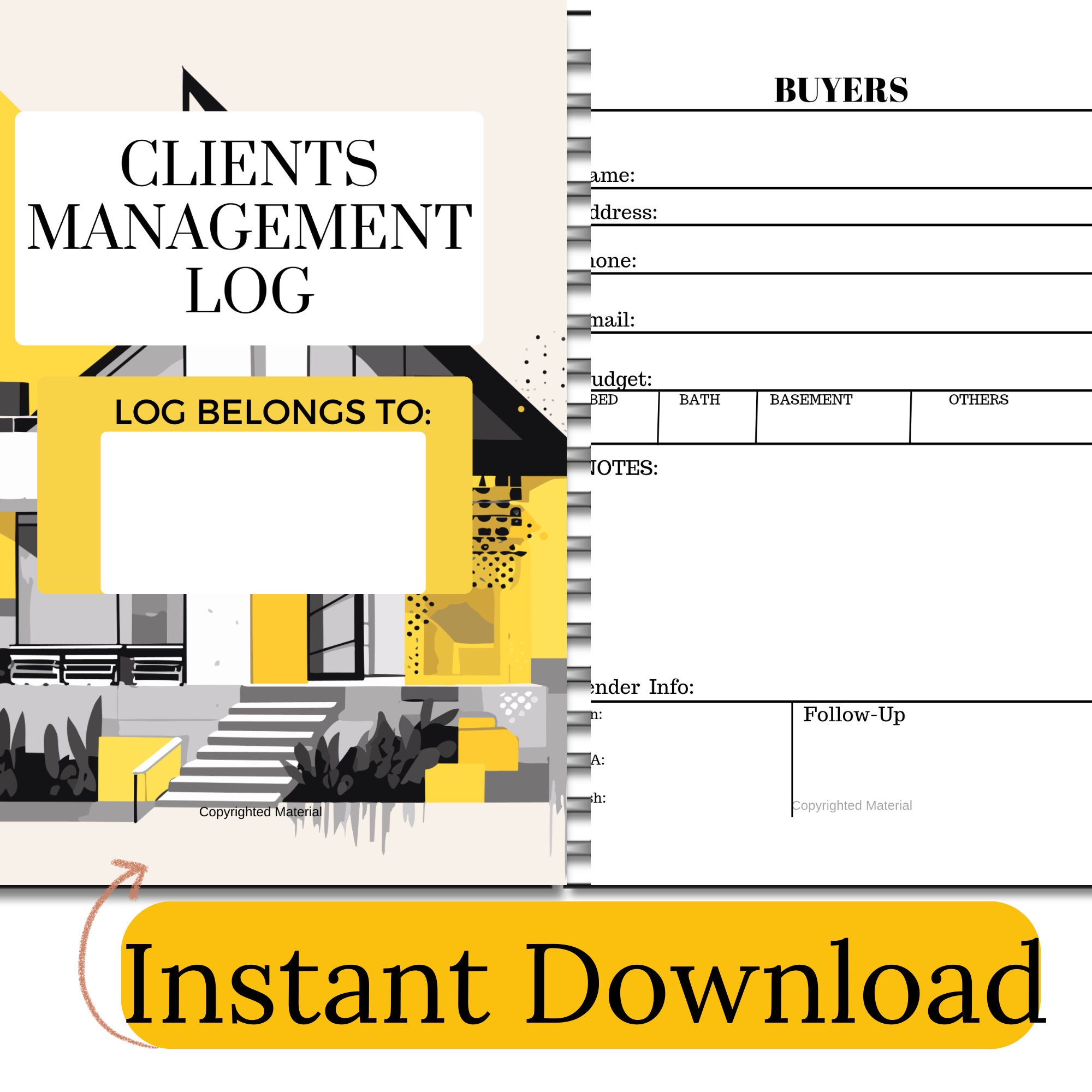 Real Estate Client Management Log Note Book, “agent Log Pro,” Writing ...