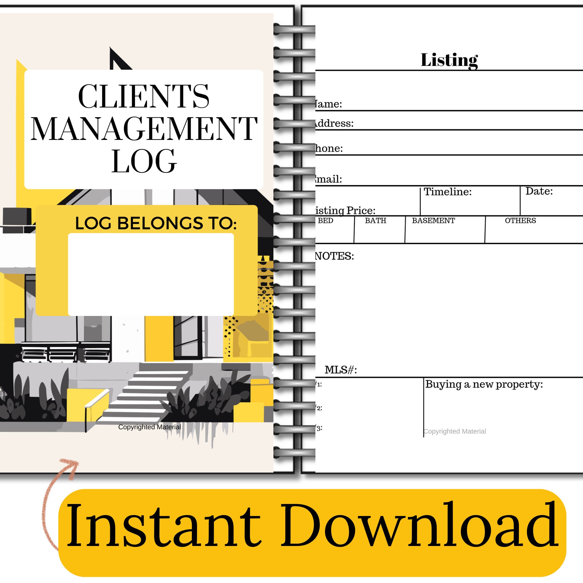 Real Estate Client Management Log Note Book, “agent Log Pro,” Writing ...
