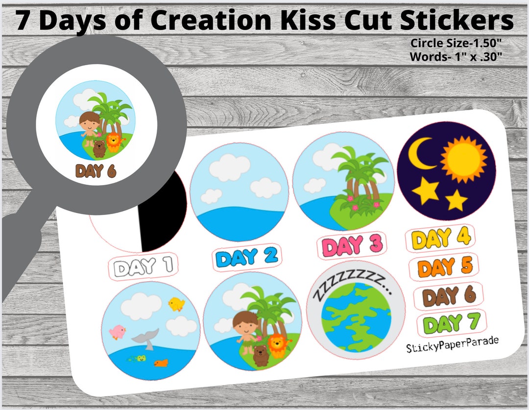 7 Days of Creation Stickers // Bible Lesson Stickers // Kawaii Stickers ...