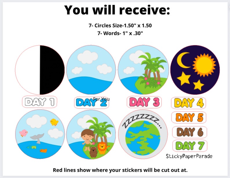 7 Days of Creation Stickers // Bible Lesson Stickers // Kawaii Stickers ...