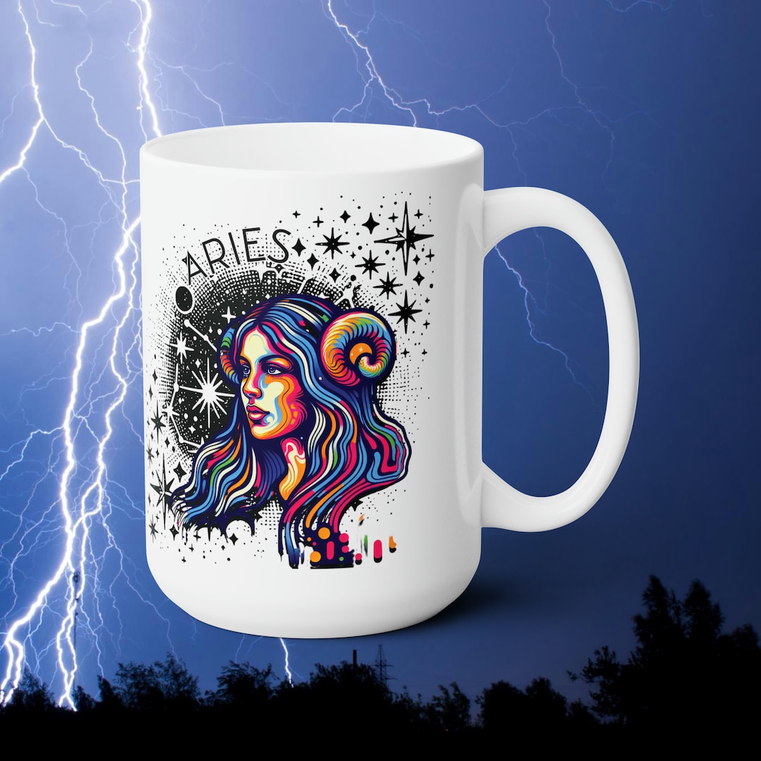 Zodiac Mug Aries Astrology Cup Psychedelic Aries Gift Astrology Gift ...