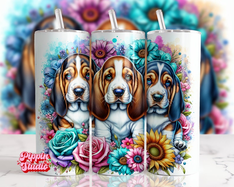 Dog Tumbler Wrap, 20oz Skinny Tumbler Sublimation Design, Puppy PNG ...