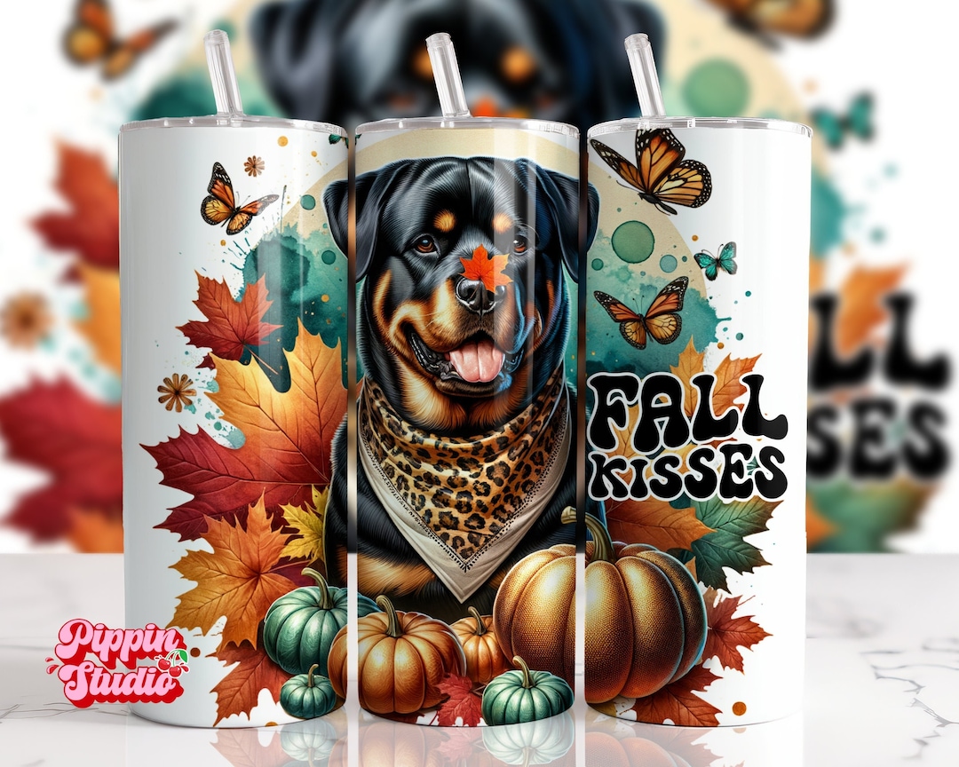 Fall Rottweiler Dog Tumbler Wrap: Sunflower Leaf Design (PNG) - Etsy