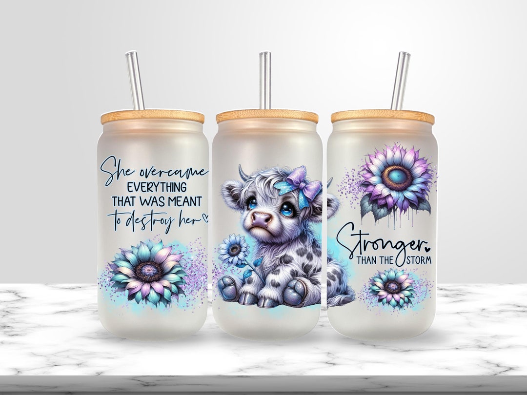 Highland Cow Positive Affirmation 16 Oz Glass Can Wrap (PNG Download ...