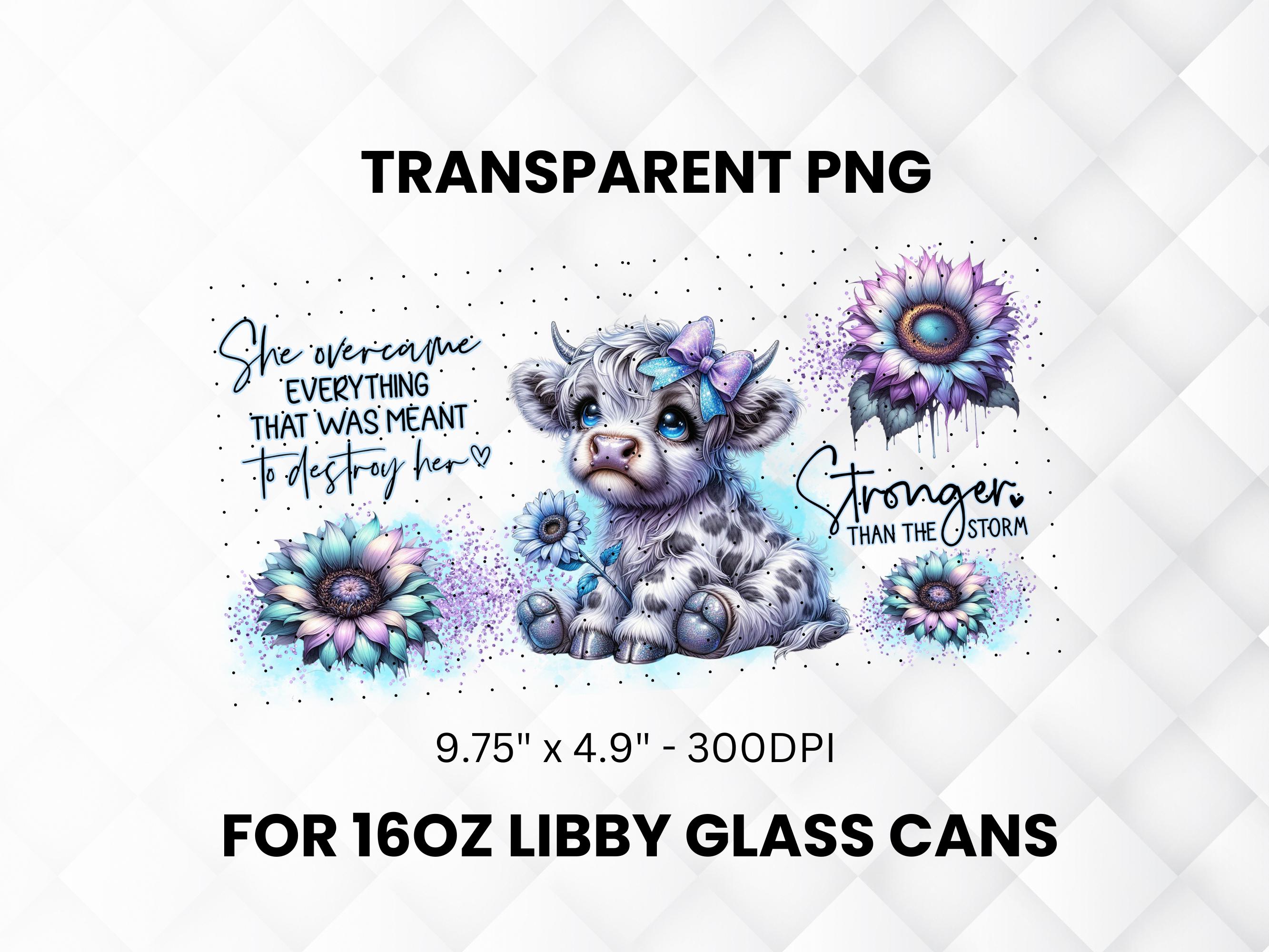 Highland Cow Positive Affirmation 16 Oz Glass Can Wrap (PNG Download ...