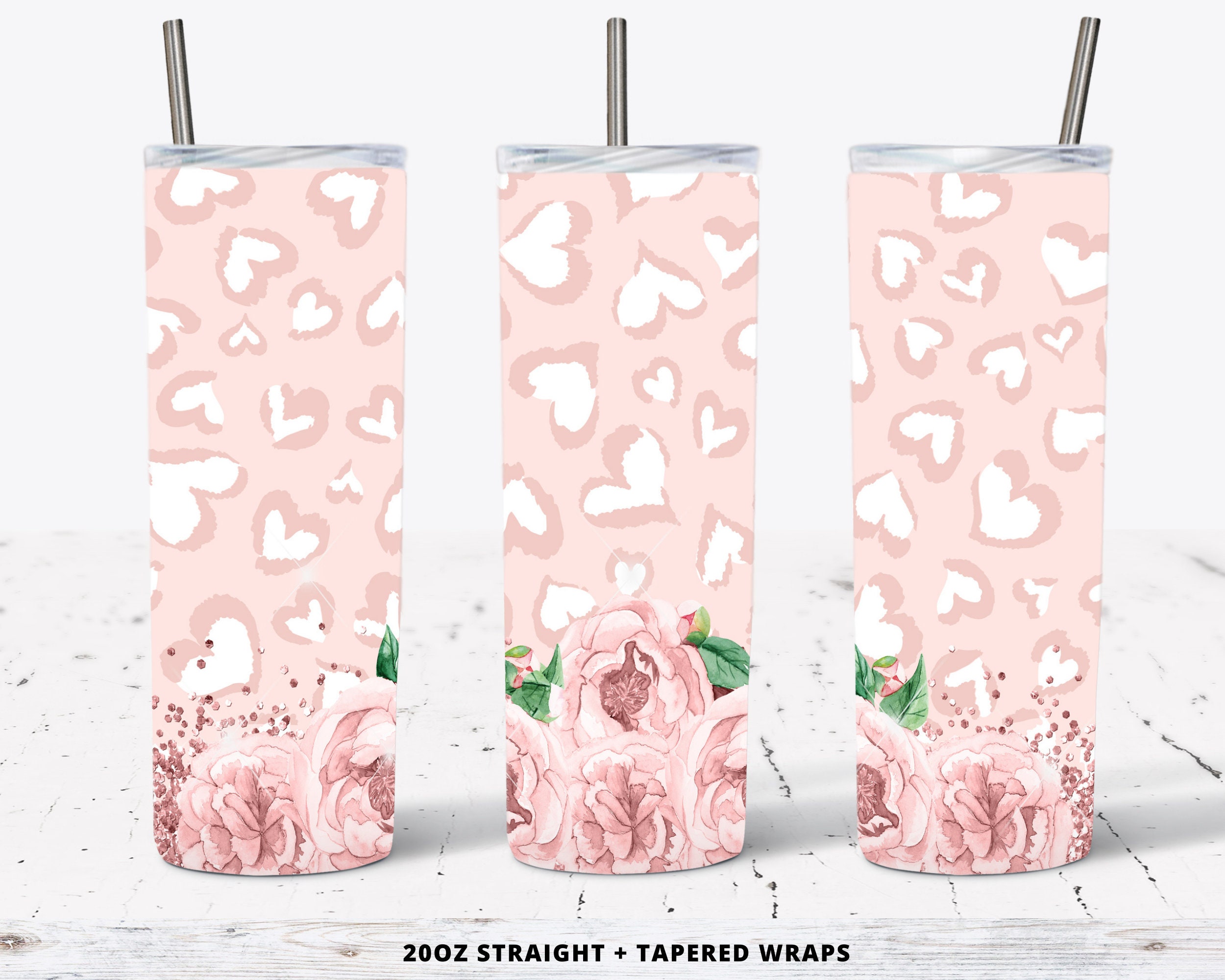 Art & Collectibles Blush Rose Gold Leopard Flower Sublimation 20oz ...