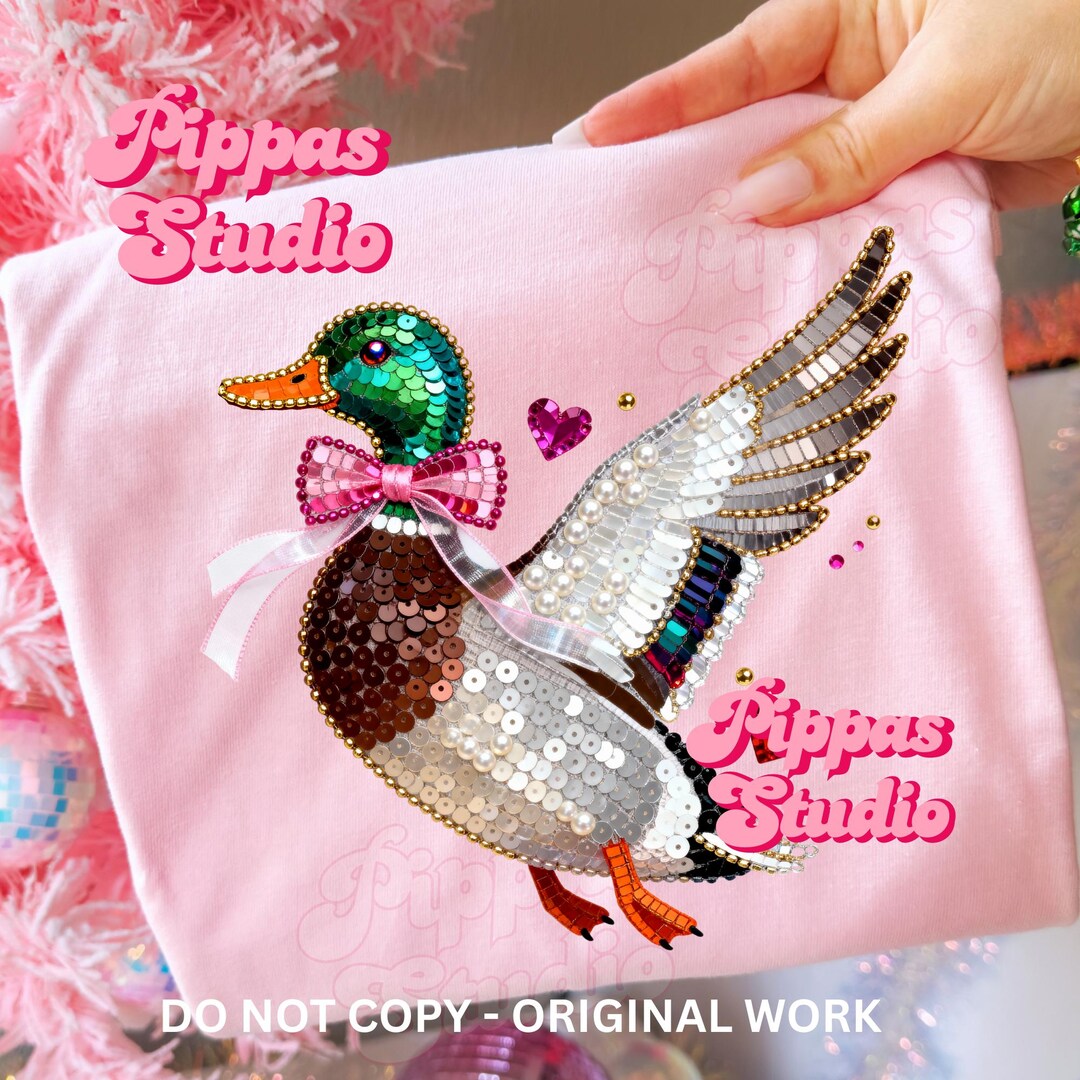 Faux Rhinestone Flying Mallard Duck, Sequin Design (digital Download ...