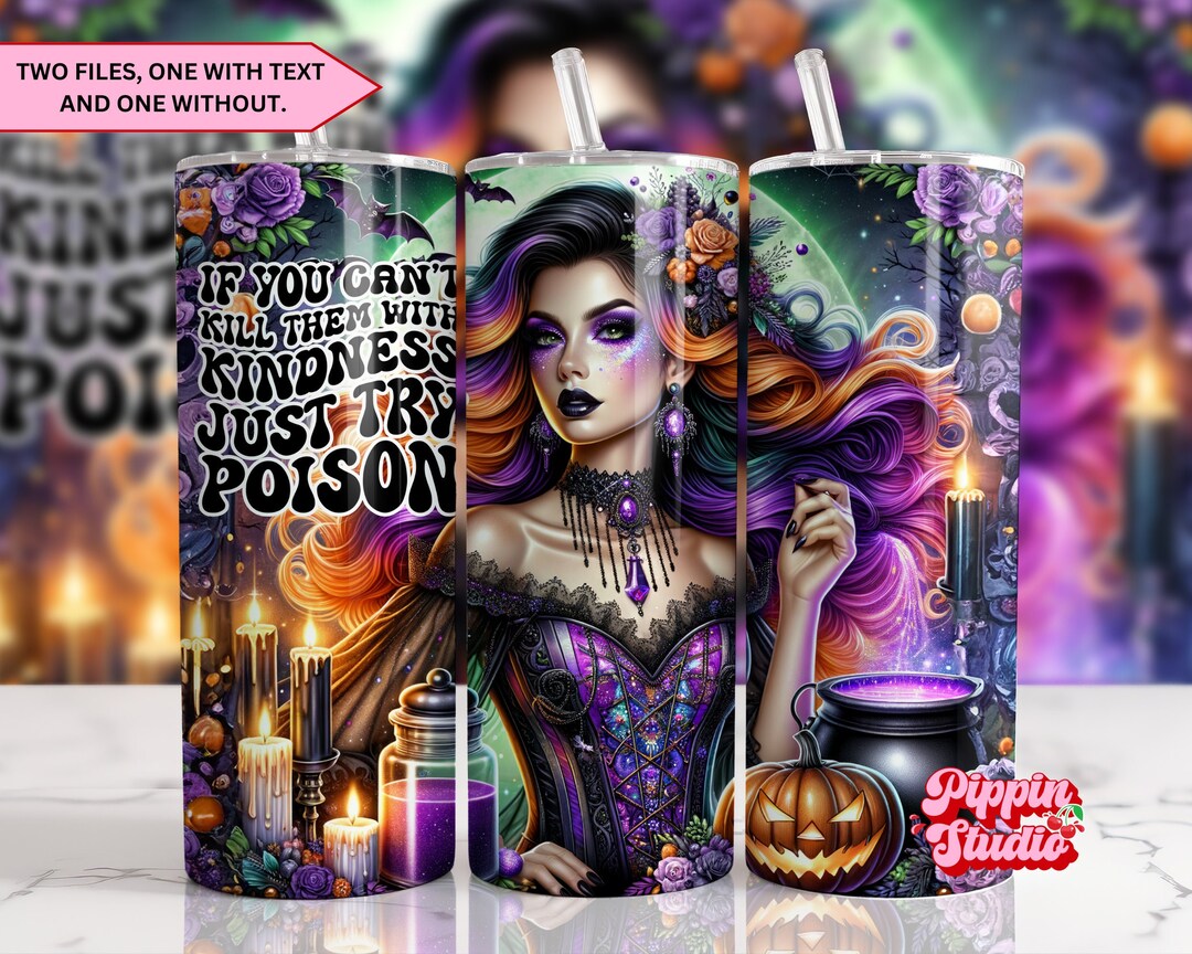 Witchy Halloween Tumbler Wrap, Funny Tumbler, 20 Oz Skinny Sublimation ...