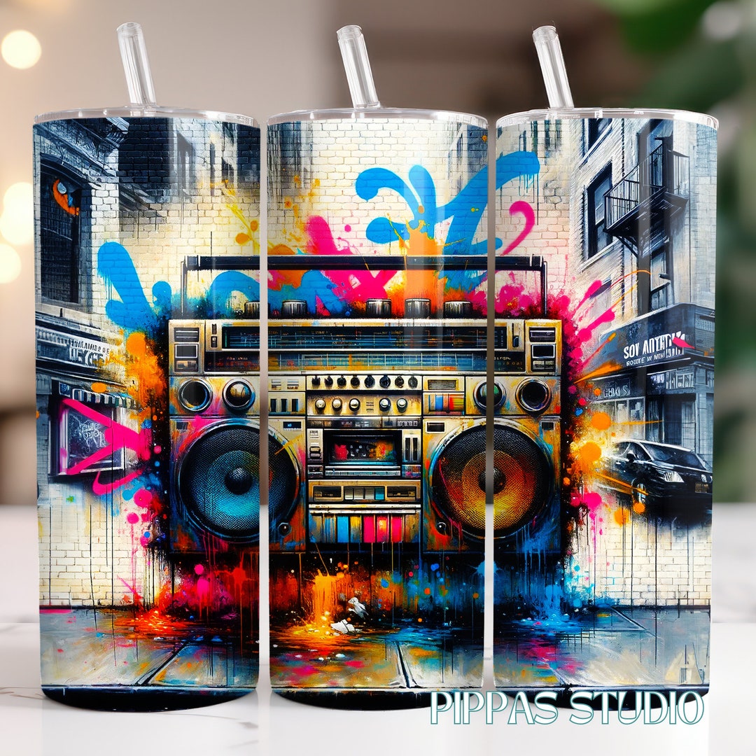 Urban Beats - Retro Boombox Tumbler Wrap 20oz - Street Art Sublimation ...