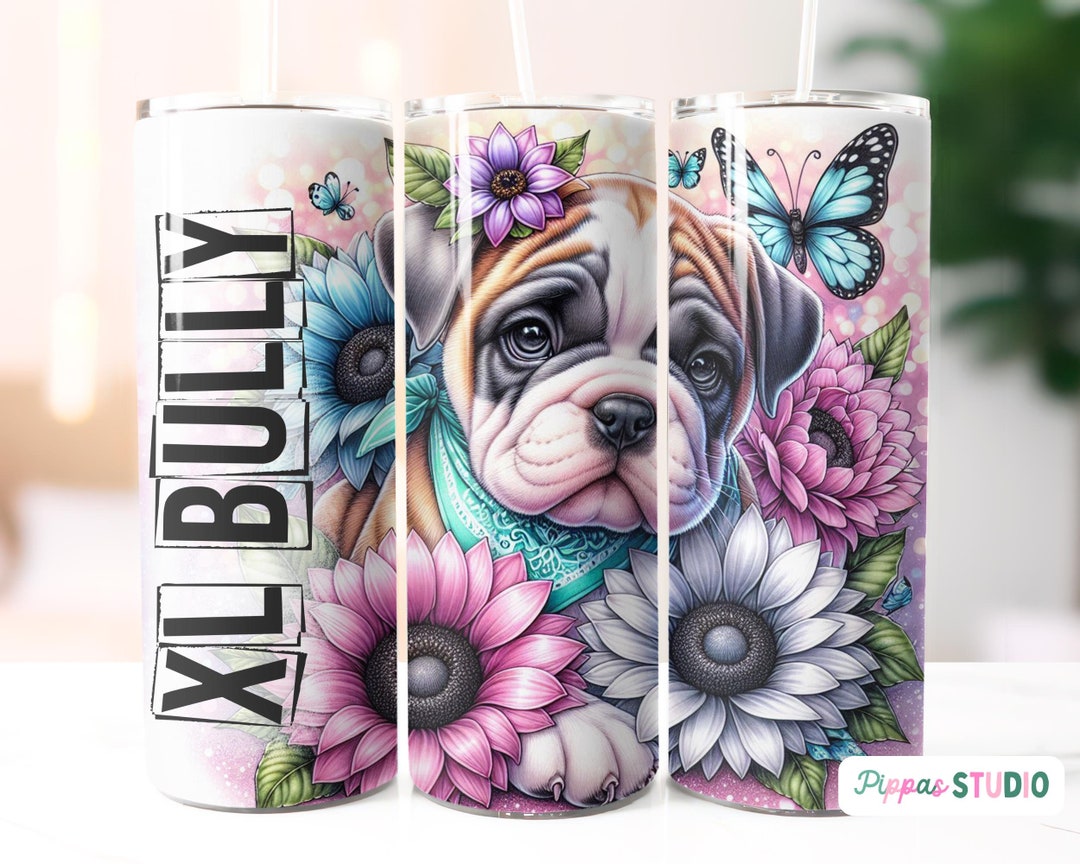 XL Bully Dog Tumbler Wrap: Floral Watercolor Design (PNG Download) - Etsy