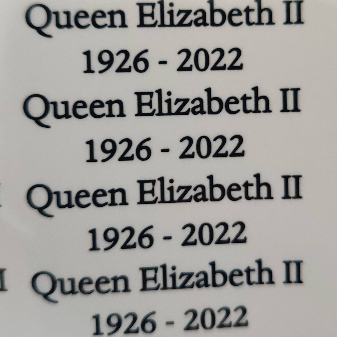 Black Text Queen Elizabeth II 2nd Waterslide Ceramic or Glass - Etsy