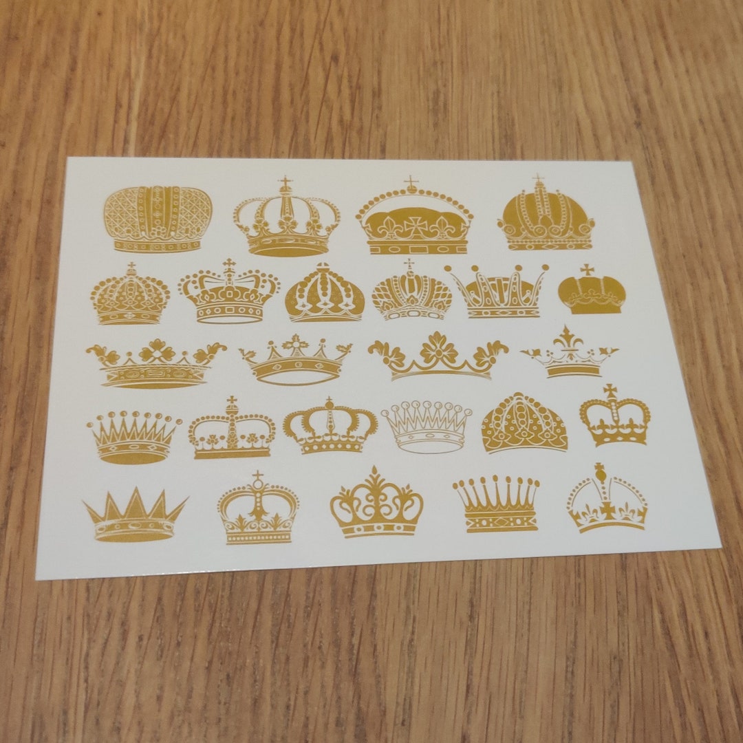 Waterslide Decal, Assorted Crowns, Real 22 Carat Gold, Platinum, Mirror ...