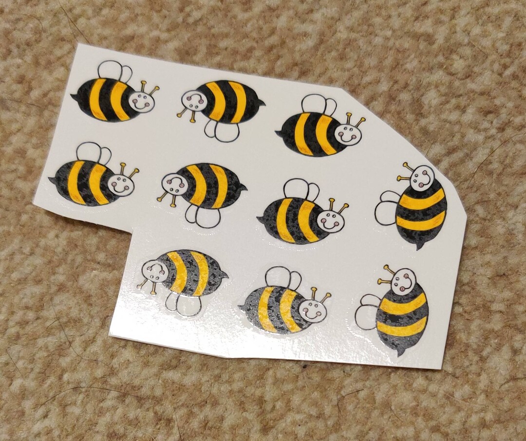 Ceramic or Glass Waterslide Decal - Tiny Bees Bumble Happy Cartoon ...