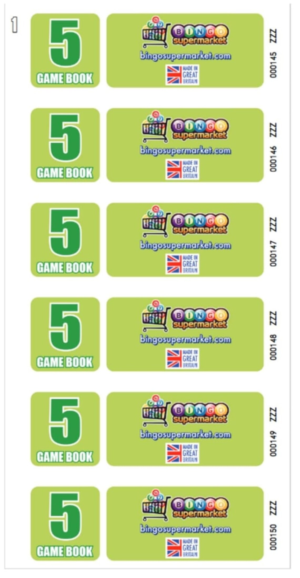 Bingo Books Tickets 1-90 Bingo Supermarket Branded 6 Game to View 600 ...
