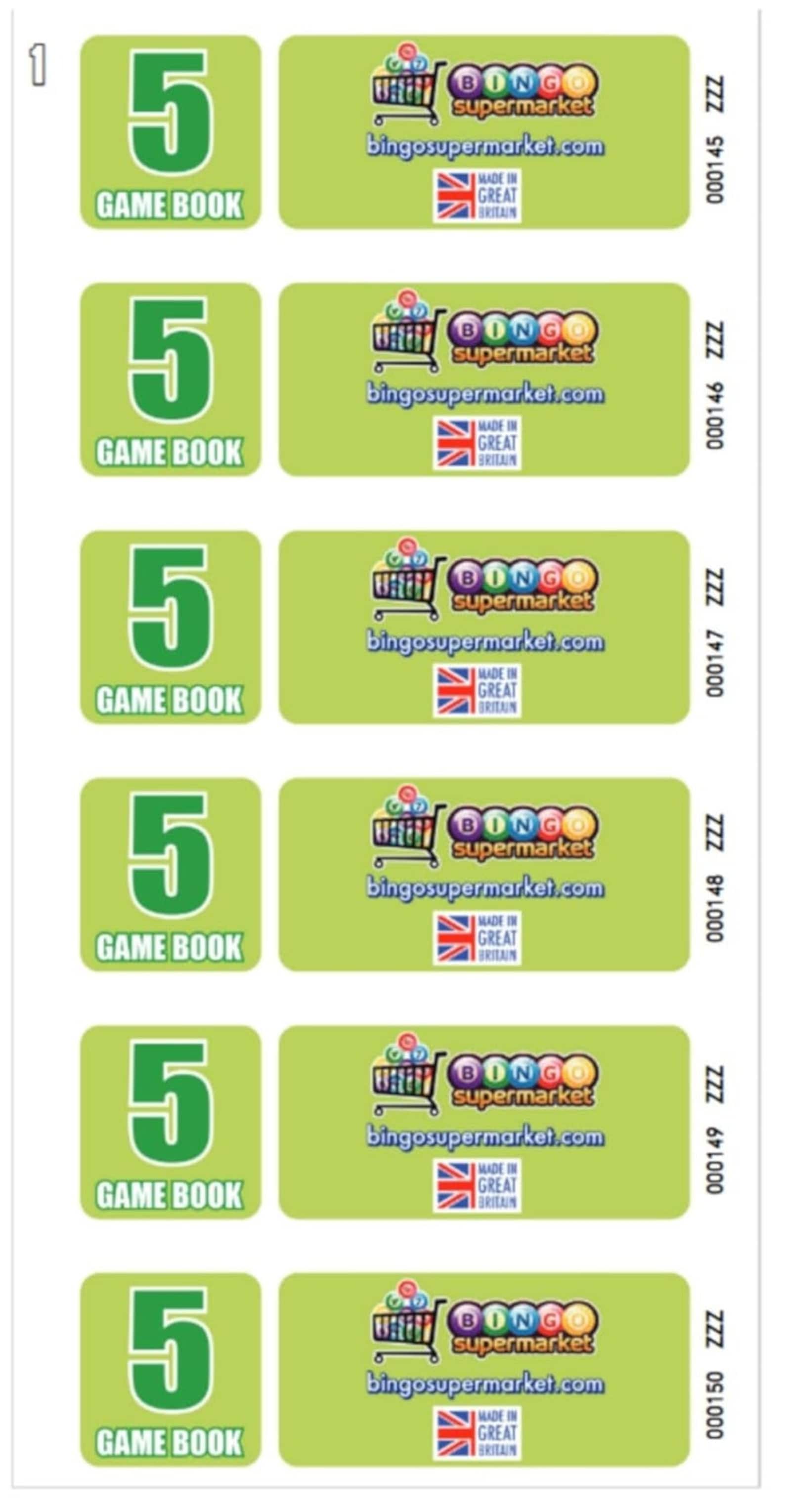 Bingo Books Tickets 1-90 Bingo Supermarket Branded 6 Game to View 600 ...