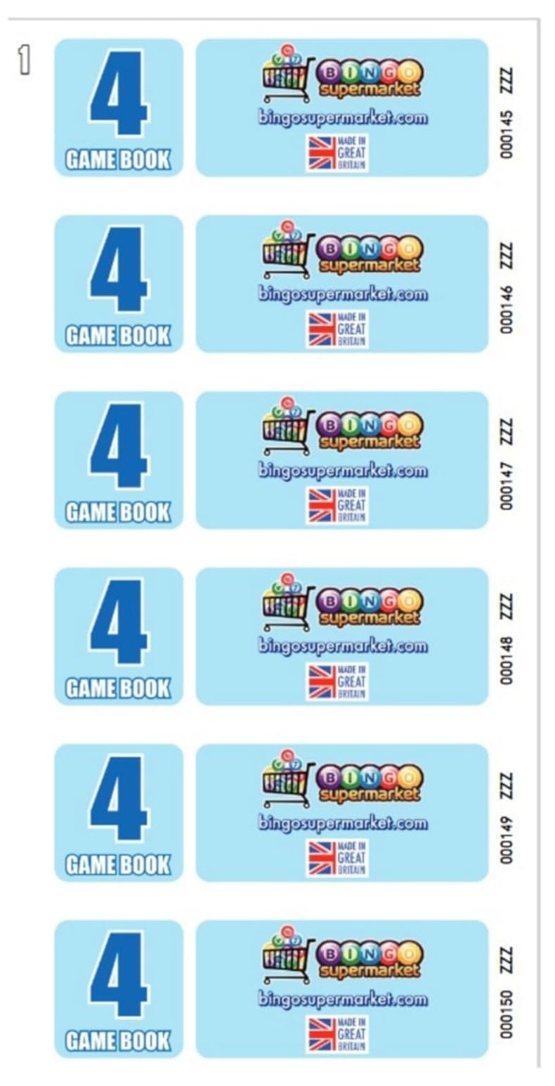 Bingo Books Tickets 1-90 Bingo Supermarket Branded 6 Game to View 600 ...