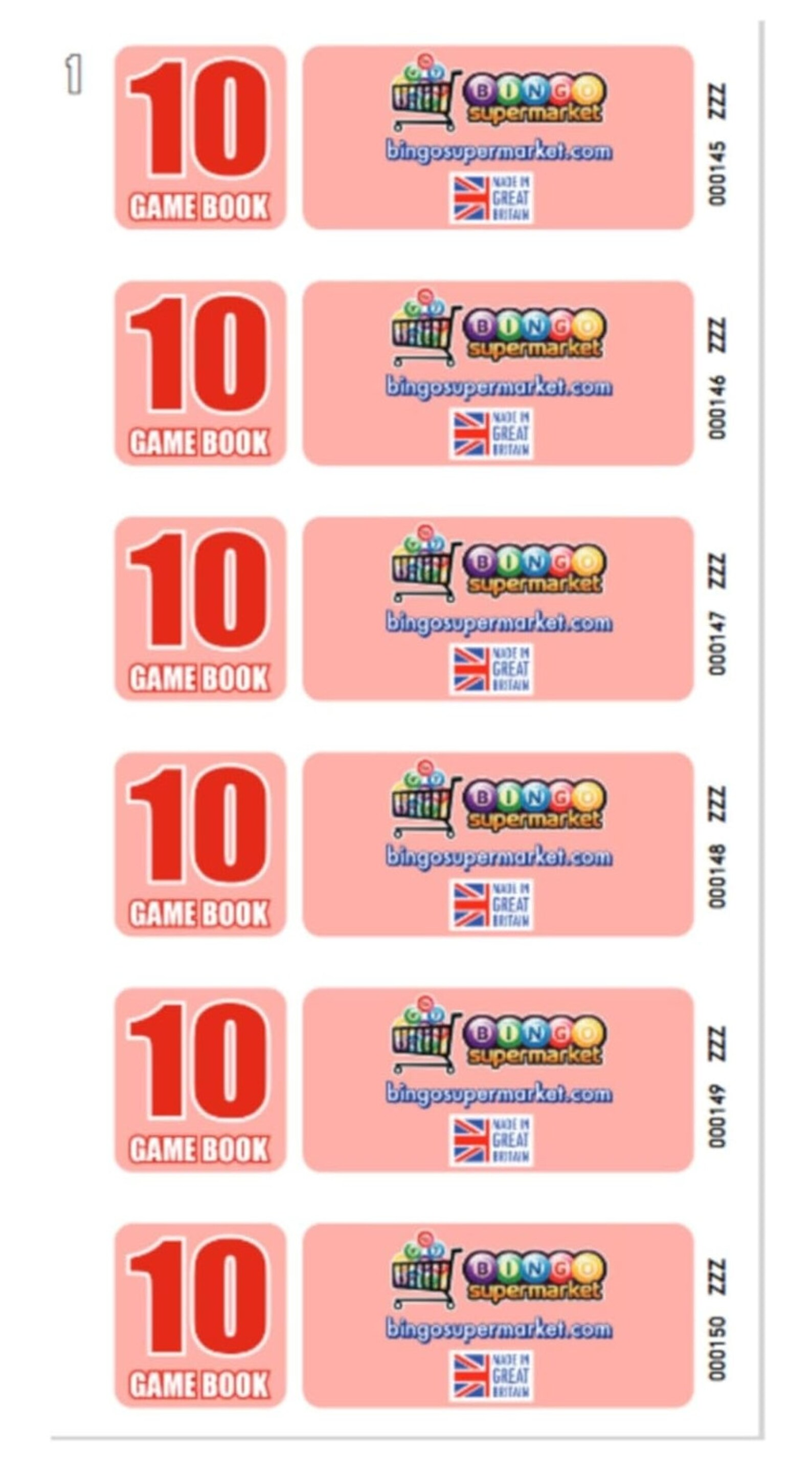 Bingo Books Tickets 1-90 Bingo Supermarket Branded 6 Game to View 600 ...
