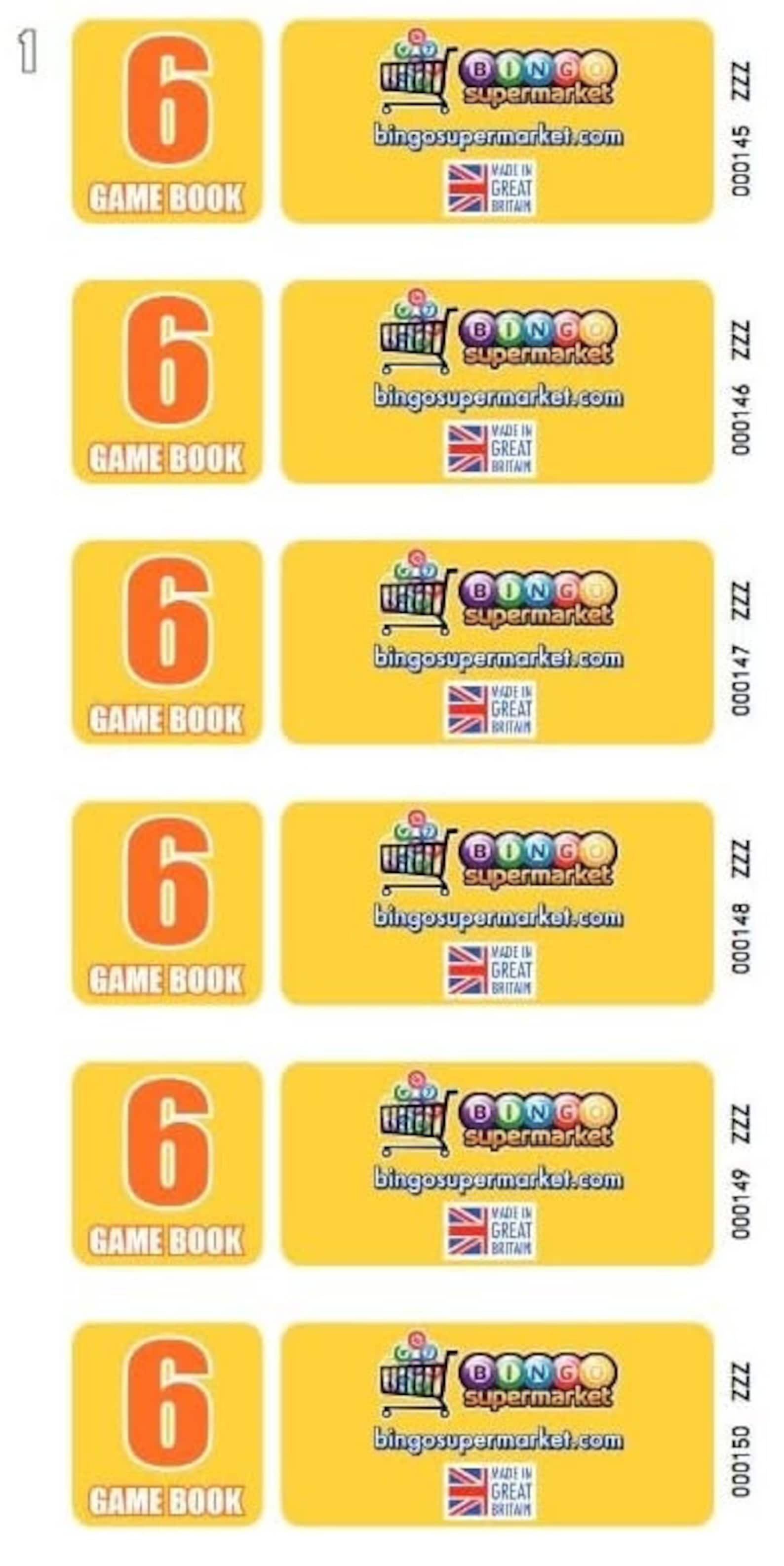 Bingo Books Tickets 1-90 Bingo Supermarket Branded 6 Game to View 600 ...