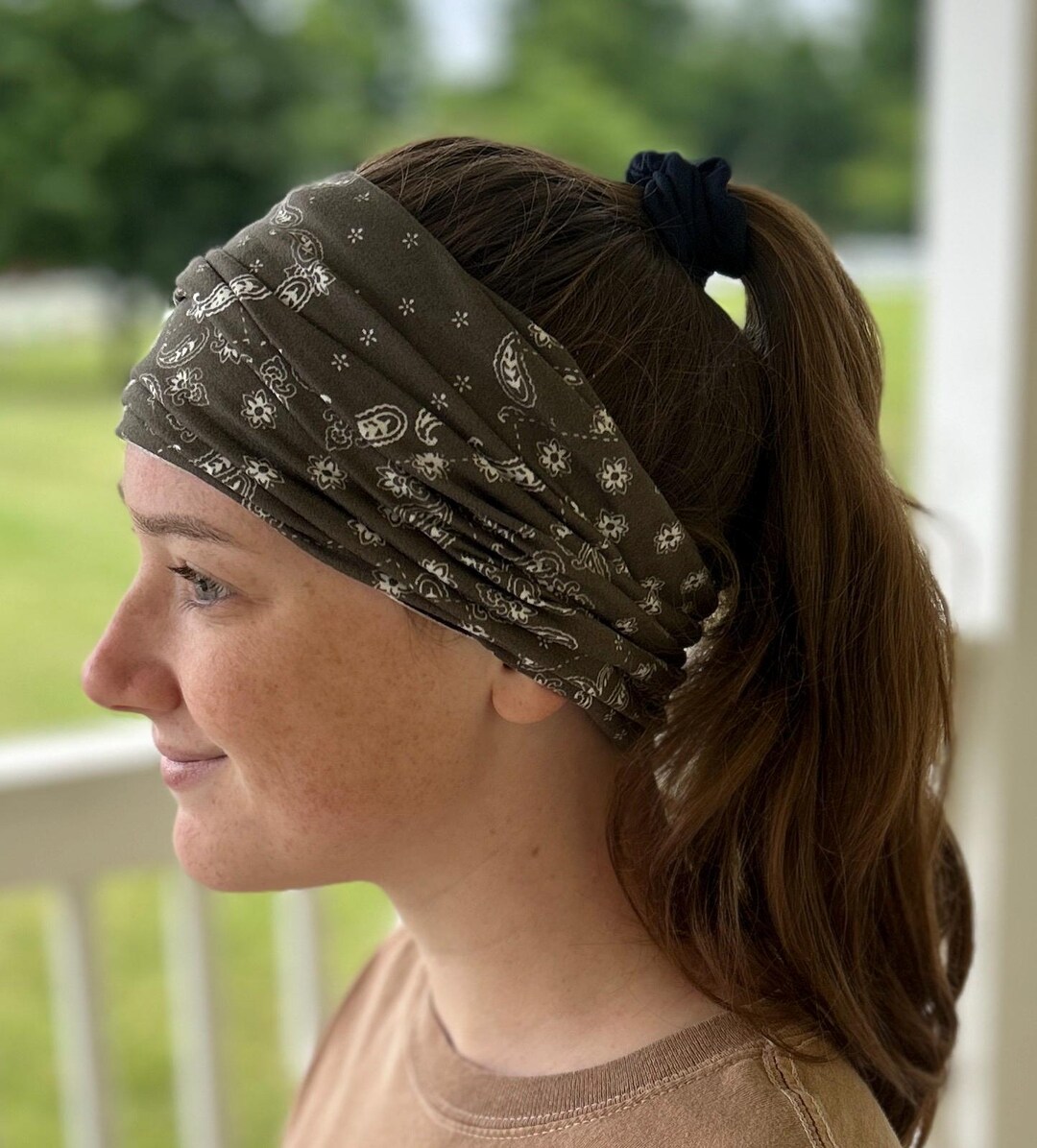 Tube Headband, Olive Bandit, Headbands for Women, Wide Headband, Boho ...