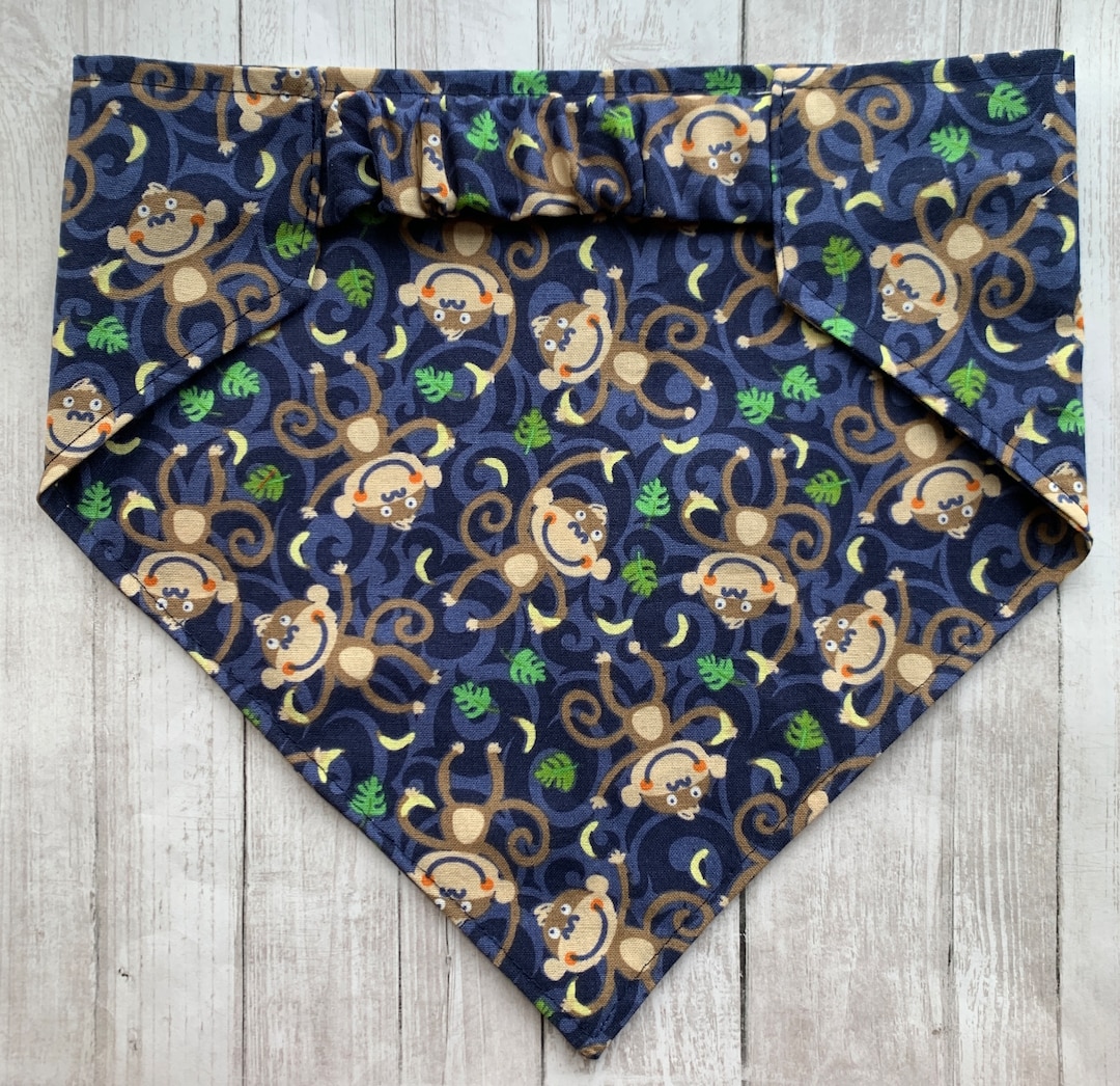 Dog Bandana, Monkey Business, Elastic Pet Bandana, Scrunchie Dog ...