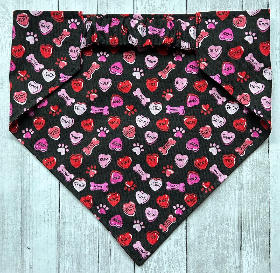 Dog Bandana, Puppy Love, Elastic Dog Bandana, Scrunchie Dog Bandana ...