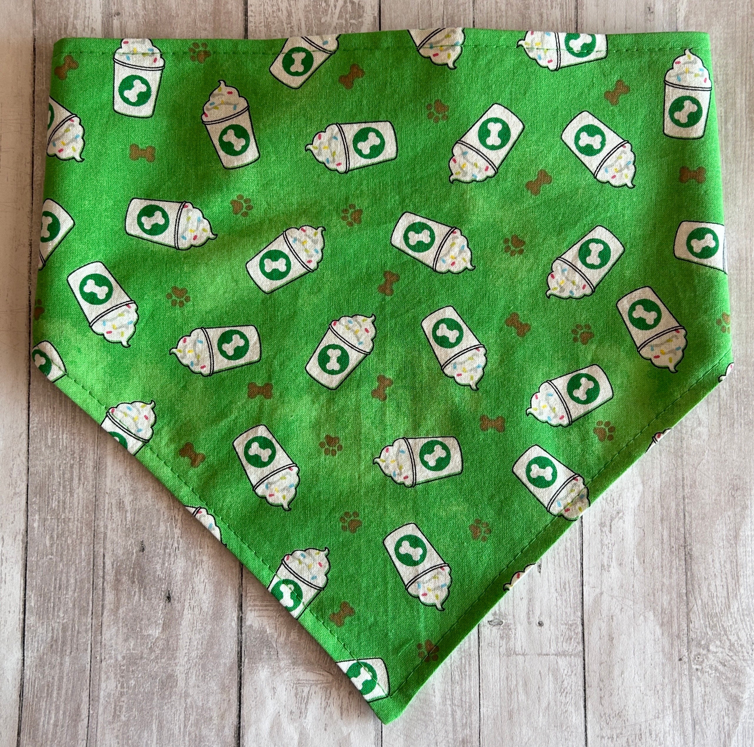 Dog Bandana, Pup Cup Run, Elastic Pet Bandana, Scrunchie Dog Bandana ...