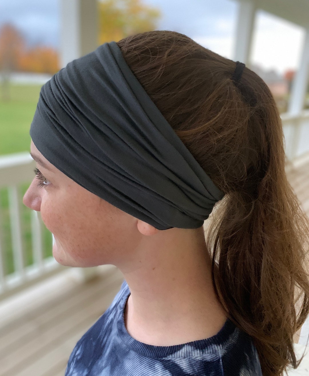 Tube Headband Gray Area, Headbands for Women, Wide Headband, Boho ...