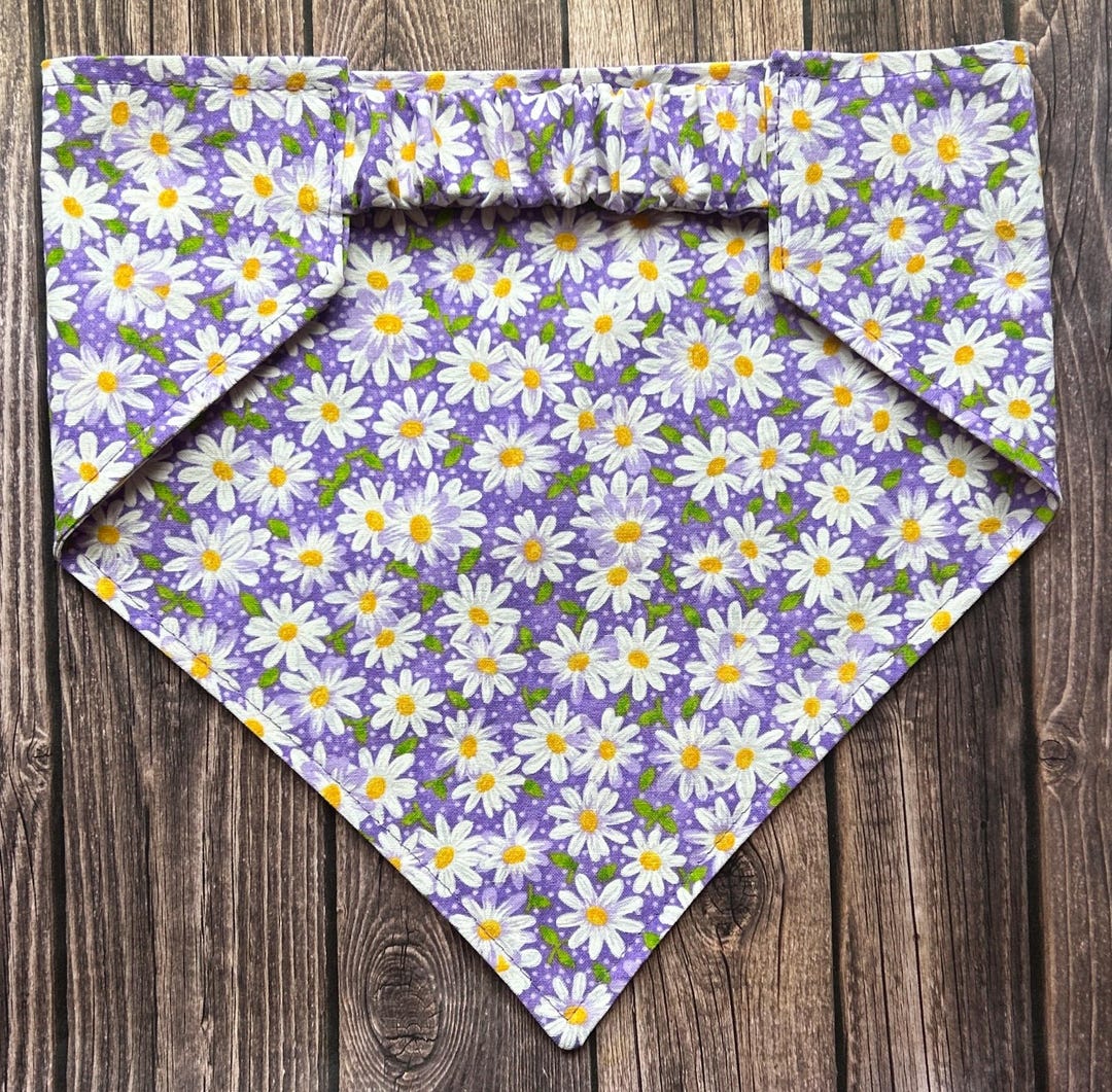 Dog Bandana, Lilac Daisy, Elastic Pet Bandana, Scrunchie Dog Bandana ...