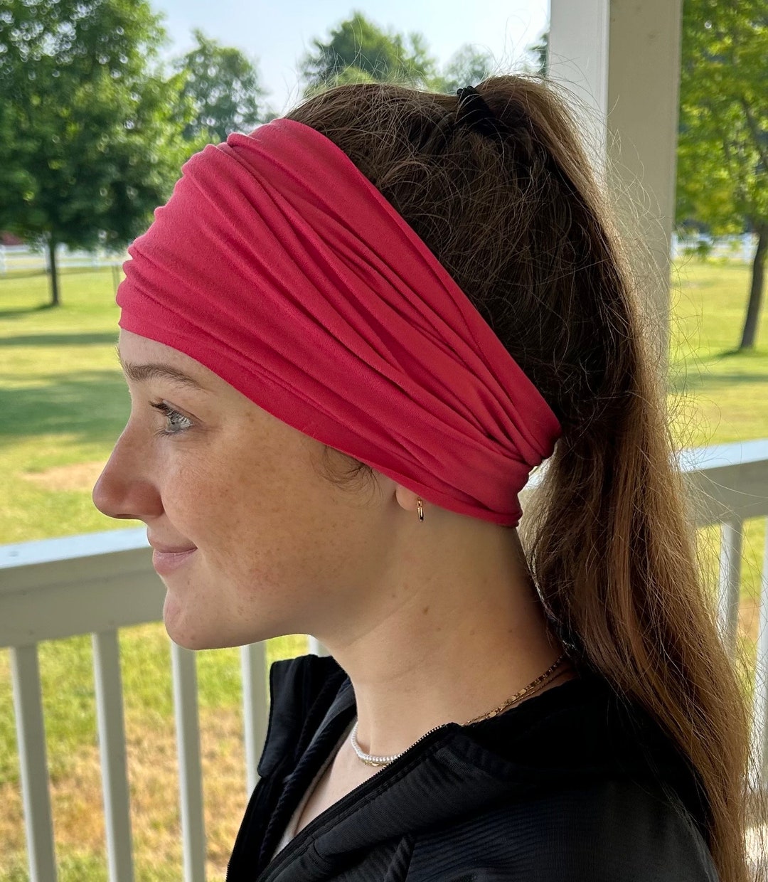 Tube Headband Party Pink, Headbands for Women, Wide Headband, Boho ...