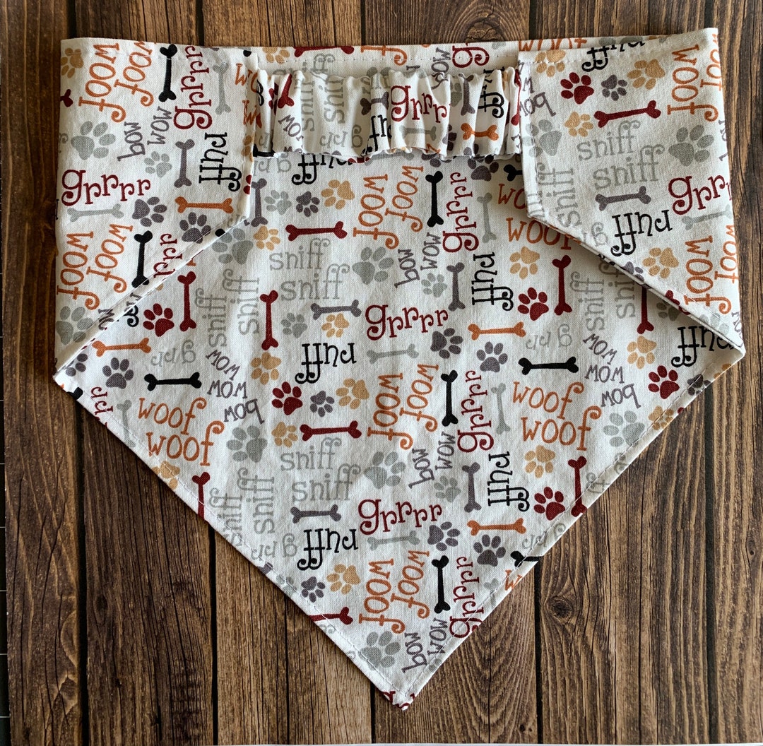 Dog Bandana, Woof Woof, Elastic Pet Bandana, Scrunchie Dog Bandana ...